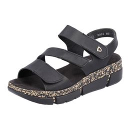 Rieker Riemchensandale, Sommerschuh, Sandalette, Keilabsatz, mit Klettverschl&uuml;ssen schwarz 43 43 Individuelle Fu&szlig;anpassung durch Klett