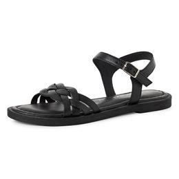Tamaris Riemchensandale, Sandalette, Sommerschuh mit Riemchen in Flechtoptik schwarz 37 37 Riemchensandale mit verstellbarer Schnalle