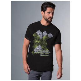 TRIGEMA T-Shirt &raquo;T-Shirt mit Neon-Print&laquo; 1 Stk. schwarz M M DELUXE-Single-Jersey
