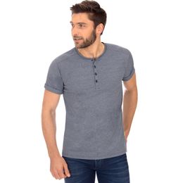 TRIGEMA T-Shirt »T-Shirt mit Knopfleiste DELUXE Baumwolle« 1 Stk. steingrau-melange S S DELUXE-Single-Jersey