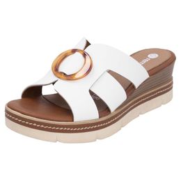 Remonte Pantolette, Keilabsatz, Sommerschuh, Schlupfschuh mit sch&ouml;ner Zierschnalle wei&szlig; 37 37 Pantolette mit kleinem Gummizug an der Innenseite