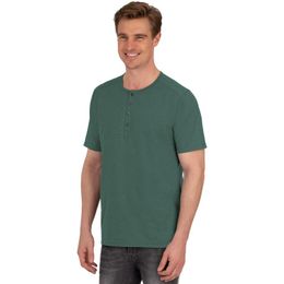 TRIGEMA T-Shirt »T-Shirt mit Knopfleiste DELUXE Baumwolle« 1 Stk. green-melange XL XL DELUXE-Single-Jersey