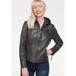 Mauritius Lederjacke &raquo;NOLA&laquo; mit Kapuze Two-in-One Style - mit abnehmbarer Jersey-Kapuze grey 3XL/46