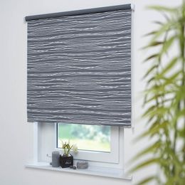 Liedeco Seitenzugrollo &raquo;Sahara&laquo; verdunkelnd mit Bohren freih&auml;ngend Welle 36 mm stabiler Kettenzug dunkelgrau, wei&szlig; + Bitte ausw&auml;hlen Obermaterial:...
