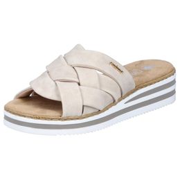 Rieker Damen Pantolette , Keilabsatz, Sommerschuh, Schlappen mit weicher Innensohle beige 43