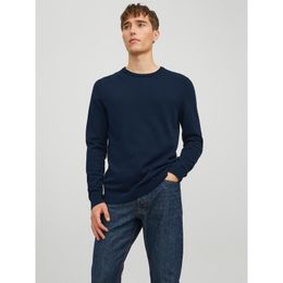 Jack & Jones JACK & JONES Rundhalspullover &raquo;JJEBASIC mit Rundhals, ideal f&uuml;r Job und Freizeit&laquo; unifarben, modisch, slim fit, Baumwolle, Rundhals Navy Blazer XXL...
