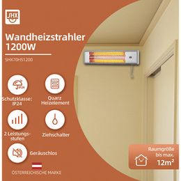 Wand-Quarz-Heizstrahler chrom, 1200 W, LxBxH 115 x 538 x 135 mm kaiserkraft
