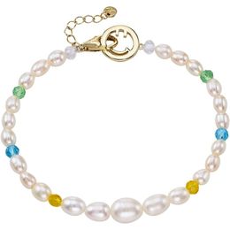 Perlenarmband Firetti "Schmuck Geschenk Silber 925 Armschmuck Armband Armkette Smiley", bunt (gelbgoldfarben, gelb, blau, gr&uuml;n, wei&szlig;, gelb, blau, gr&uuml;n, wei&szlig;), Armb&auml;nder, Damen, 19cm, Perlen Silber 925 (Sterlingsilber), Perlen, Silber 925 (Sterlingsilber), Perlenarmband, mit Glasstein - mit Perle (synth.)
