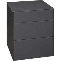 Mäusbacher Kommode MÄUSBACHER "Imola TOPSELLER", grau (anthrazit matt lack, glas anthrazit glanz), B:52cm H:63cm T:42cm, Sideboards, Kommode, Mäusbacher Kommode, mit Glasfront und Glasoberplatte, 2 Schubladen