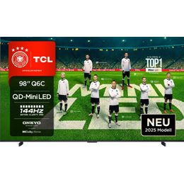 TCL Mini-LED-Fernseher "98Q6CX7", Energieeffizienz: E (A-G), schwarz, 98, Fernseher, 4K Multi-HDR Dolby Vision, 144Hz, ONKYO Dolby Atmos, Apple Airplay 2