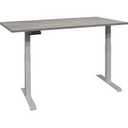 M&auml;usbacher Schreibtisch M&Auml;USBACHER "Big System Office", silber (silber, beton, silber, beton), B:140cm, Tische, Schreibtisch, Breite 140 cm, elektrisch h&ouml;henverstellbar