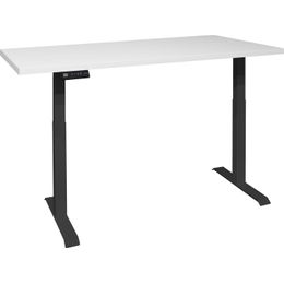 M&auml;usbacher Schreibtisch M&Auml;USBACHER "Big System Office, Arbeitstisch, B&uuml;rotisch", schwarz-wei&szlig; (schwarz matt, wei&szlig; matt lack, schwarz matt, wei&szlig; matt lack), B:120cm, Tische, Schreibtisch, Breite 120 cm, elektrisch h&ouml;henverstellbar, wei&szlig; matt lack