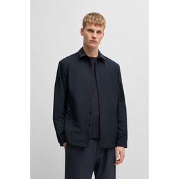Langarmhemd BOSS Green "B EXPEDIT L", Herren, Gr. L, N-Gr, blau (dunkelblau402), Web, Obermaterial: 100% Polyester, unifarben, relaxed fit, Hemden, mit Knopfleiste
