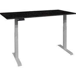 M&auml;usbacher Schreibtisch M&Auml;USBACHER "Big System Office", silber (silber, flamed wood schwarz, silber, flamed wood schwarz), B:120cm, Tische, Schreibtisch, Breite 120 cm, elektrisch h&ouml;henverstellbar