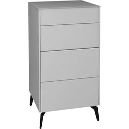 Mäusbacher Kommode MÄUSBACHER "Imola TOPSELLER", grau (kreidegrau matt lack, glas kreidegrau glanz), B:52cm H:102cm T:42cm, Sideboards, Kommode, Kommode mit Glasfront und Glasoberplatte