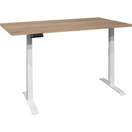 M&auml;usbacher Schreibtisch M&Auml;USBACHER "Big System Office", wei&szlig; (wei&szlig; matt, eiche s&auml;gerau, wei&szlig; matt, eiche s&auml;gerau), B:160cm, Tische, Schreibtisch, Breite 160 cm, elektrisch h&ouml;henverstellbar