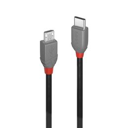 Lindy 36891 1m USB 2.0 Typ C an Micro-B Kabel, Anthra Line - USB Typ C Stecker an Mi
