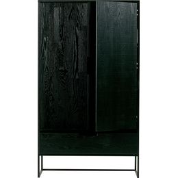 Hochkommode Woood "Silas", schwarz, B:85cm H:149cm T:36cm, Holz teilmassiv, Sideboards, Hochschrank, 2-t&uuml;riger Schrank, eine Schublade