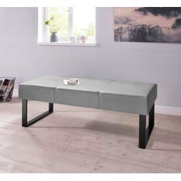 Sitzbank Home Affaire "Oliver", grau (hellgrau (capulet 4003), schwarz), B:140cm H:50cm T:62cm, Holzwerkstoff, Massivholz, Polyester, Sitzbänke