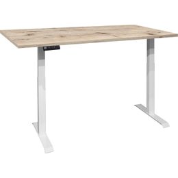 M&auml;usbacher Schreibtisch M&Auml;USBACHER "Big System Office", wei&szlig; (wei&szlig; matt, sandeiche, wei&szlig; matt, sandeiche), B:120cm, Tische, Schreibtisch, Breite 120 cm, elektrisch h&ouml;henverstellbar