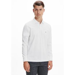 Langarm-Poloshirt Tommy Hilfiger "1985 REGULAR LS POLO", Herren, Gr. M, weiß, Piqué, Obermaterial: 96% Baumwolle, 4% Elasthan, normal, Rippbündchen, Shirts