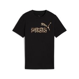 T-Shirt Puma "ESS GRAPHIC ANIMAL GRAPHIC TEE G", Jungen, Gr. 152, schwarz (Puma schwarz), Jersey, Obermaterial: 100% Baumwolle, animal-print, regular fit normal, Rundhals, Shirts T-Shirt