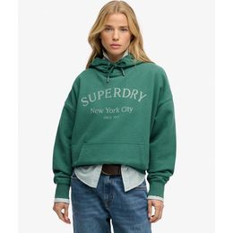 Superdry Damen Baumwolle Logo Druck Luxe Casual Hoodie In lockerer Passform, Dunkelgr&uuml;n - Gr&ouml;&szlig;e: 38 2102622501882GCI017