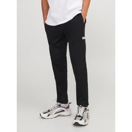 Jack & Jones Sweatpants JACK & JONES "AIR SWEAT PANTS", Herren, Gr. M, N-Gr, schwarz, angeraute Sweatware, Obermaterial: 60% Polyester, 40% Baumwolle, unifarben, slim fit normal, Hosen