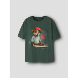 T-Shirt name it "NKMNOVA SS NREG TOP BOX", Jungen, Gr. 134/140, garden topiary, Jersey, Obermaterial: 100% Baumwolle, bedruckt, relaxed fit, Rundhals, Shirts T-Shirt