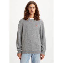 Levi's Wollpullover LEVI'S "ORIGINAL HM SWEATER", Herren, Gr. M, grau (grau meliert), Strick, Obermaterial: 80% Wolle, 20% Polyamid, meliert, Rundhals, Pullover, in klassischer Rundhalsform