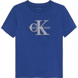 Jungen T-Shirtadmiral blau, Gr. 14, Calvin Klein Jeans, unifarben, Single Jersey, Obermaterial: 94% Baumwolle, 6% Elasthan, Shirts