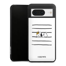 DeinDesign Google Pixel 8 Handy Premium Silikon H&uuml;lle Handyh&uuml;lle schwarz Case Snoopy Dog Peanuts Silikon Premium Case