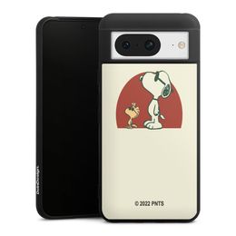DeinDesign Google Pixel 8 Handy Premium Silikon H&uuml;lle Handyh&uuml;lle schwarz Case Snoopy Official Licensed Product Kindheit Silikon Premium Case