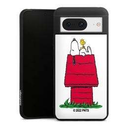 DeinDesign Google Pixel 8 Handy Premium Silikon H&uuml;lle Handyh&uuml;lle schwarz Case Snoopy Peanuts Official Licensed Product Silikon Premium Case