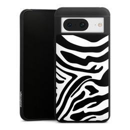 DeinDesign Google Pixel 8 Handy Premium Silikon H&uuml;lle Handyh&uuml;lle schwarz Case Animal Look Zebra Animal Print Silikon Premium Case