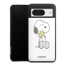 DeinDesign Google Pixel 8 Handy Premium Silikon H&uuml;lle Handyh&uuml;lle schwarz Case Snoopy Love Peanuts Silikon Premium Case