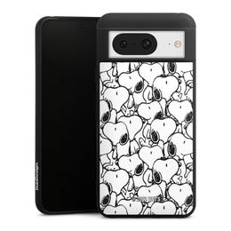 DeinDesign Google Pixel 8 Handy Premium Silikon H&uuml;lle Handyh&uuml;lle schwarz Case Peanuts Snoopy Muster Silikon Premium Case