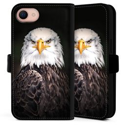 DeinDesign iPhone 16e Handy Klapph&uuml;lle Handyh&uuml;lle aus Kunst Leder schwarz Flip Case Animals Eagle Bird Sideflip mit Lasche