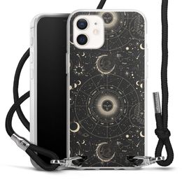 DeinDesign iPhone 12 Handy Carry Case H&uuml;lle mit Band Handykette zum Umh&auml;ngen schwarz Gold & Copper Space Trends Carry Case