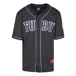 T-Shirt Fubu "Fubu Herren FM242-002-1 Fubu College Mesh Baseball Jersey", Herren, Gr. M, schwarz, lightblau, 100% Polyester, bedruckt, loose fit, V-Ausschnitt, Shirts