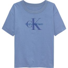 T-Shirt Calvin Klein Jeans, Jungen, Gr. 10 (140), satin blau, Single Jersey, Obermaterial: 94% Baumwolle, 6% Elasthan, unifarben, regular fit normal, Rundhals, eingesetzt abgesteppte Kante, Shirts T-Shirt