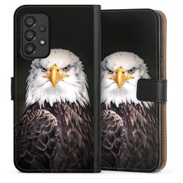 DeinDesign Galaxy A33 5G Handy Klapph&uuml;lle Handyh&uuml;lle aus Kunst Leder schwarz Flip Case Animals Bird Eagle Sideflip mit langer Lasche