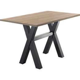 M&auml;usbacher Bartisch M&Auml;USBACHER, schwarz (schwarzstahl, eichefarben s&auml;gerau, schwarzstahl), B:160cm H:105cm T:70cm, Tische, Bartisch, Gestell in X-Form (Breite 120, 140 oder 160 cm)