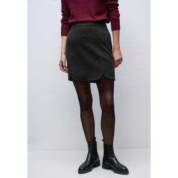 Minirock Street One, Damen, Gr. 40, anthrazit melange, Stoff, 90% Polyester, 10% Viskose, unifarben, comfort fit knielang, R&ouml;cke Minirock, mit Schlitz