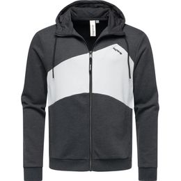 Kapuzensweatjacke Ragwear "Wilso", Herren, Gr. XL (54), grau (dunkelgrau), Sweatware, Material: 70% Baumwolle, 30% Polyester, gerade h&uuml;ftlang, Rundhals, &Auml;rmel ohne &Auml;rmelschlitz Rippb&uuml;ndchen, Sweatjacken, Herren Basic Sweatjacke im Colourblocking-Look mit Kapuze