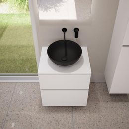 evineo ineo5 evo Unterschrank B: 60 cm mit 2 Ausz&uuml;gen, ineo3 Waschtisch &Oslash; 41,5 cm schwarz matt,, BE0956WM+BE0962WM+BE0930BM,