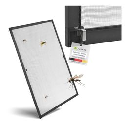 Juskys Fliegengitter mit Alu-Rahmen 130 x 150 cm f&uuml;r Fenster zum Einh&auml;ngen UV-best&auml;ndig in Anthrazit