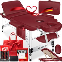 Kesser&reg; Mobile Massageliege klappbar & h&ouml;henverstellbar 3 Zonen Massagebett Massagetisch Kosmetikliege Breit Therapieliege Aluminium + 10x Gesichtsauflage mit Kopfst&uuml;tze Armlehnen & Tasche