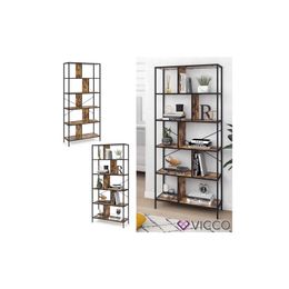 VICCO Loft B&uuml;cherregal FYRK Wandregal Standregal Aufbewahrung 180x80x30 Vintage