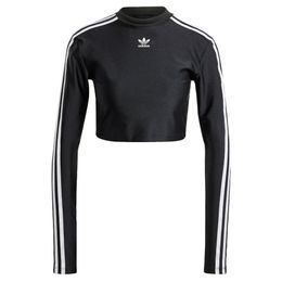 adidas originals Shirt '3-Stripes Cropped Long Sleeve' female Black size XXS